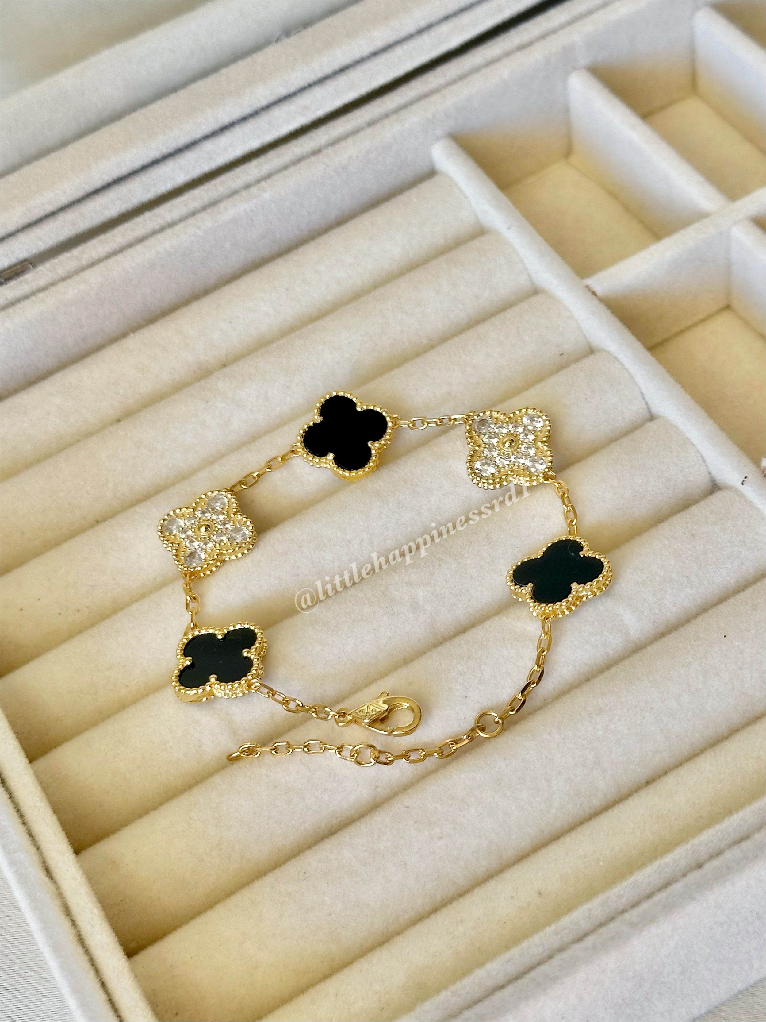 Pulsera Tréboles Negro y Dorado – Little Happiness